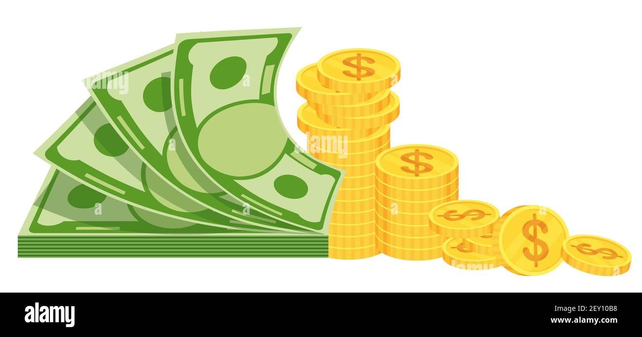 Hand holding pile of money banknotes. Symbol of wealth Stock Vector ...