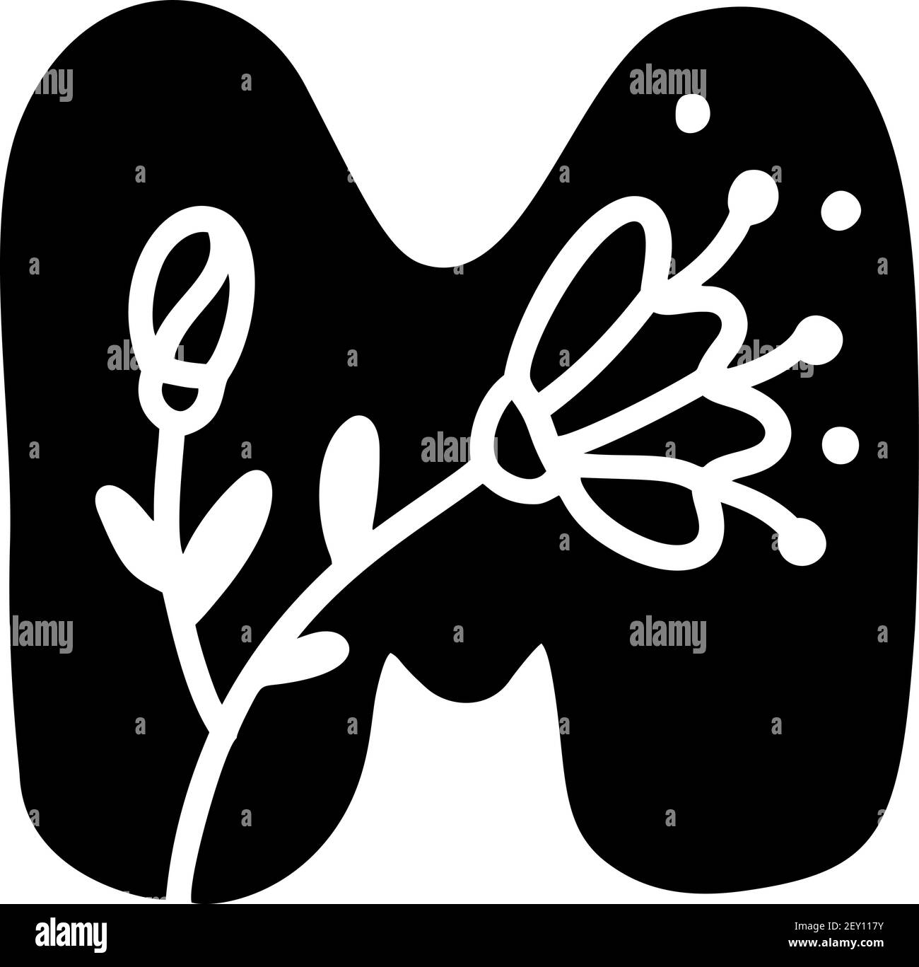 Vintage floral bold Letter M Logo spring. Classic M Summer Letter ...