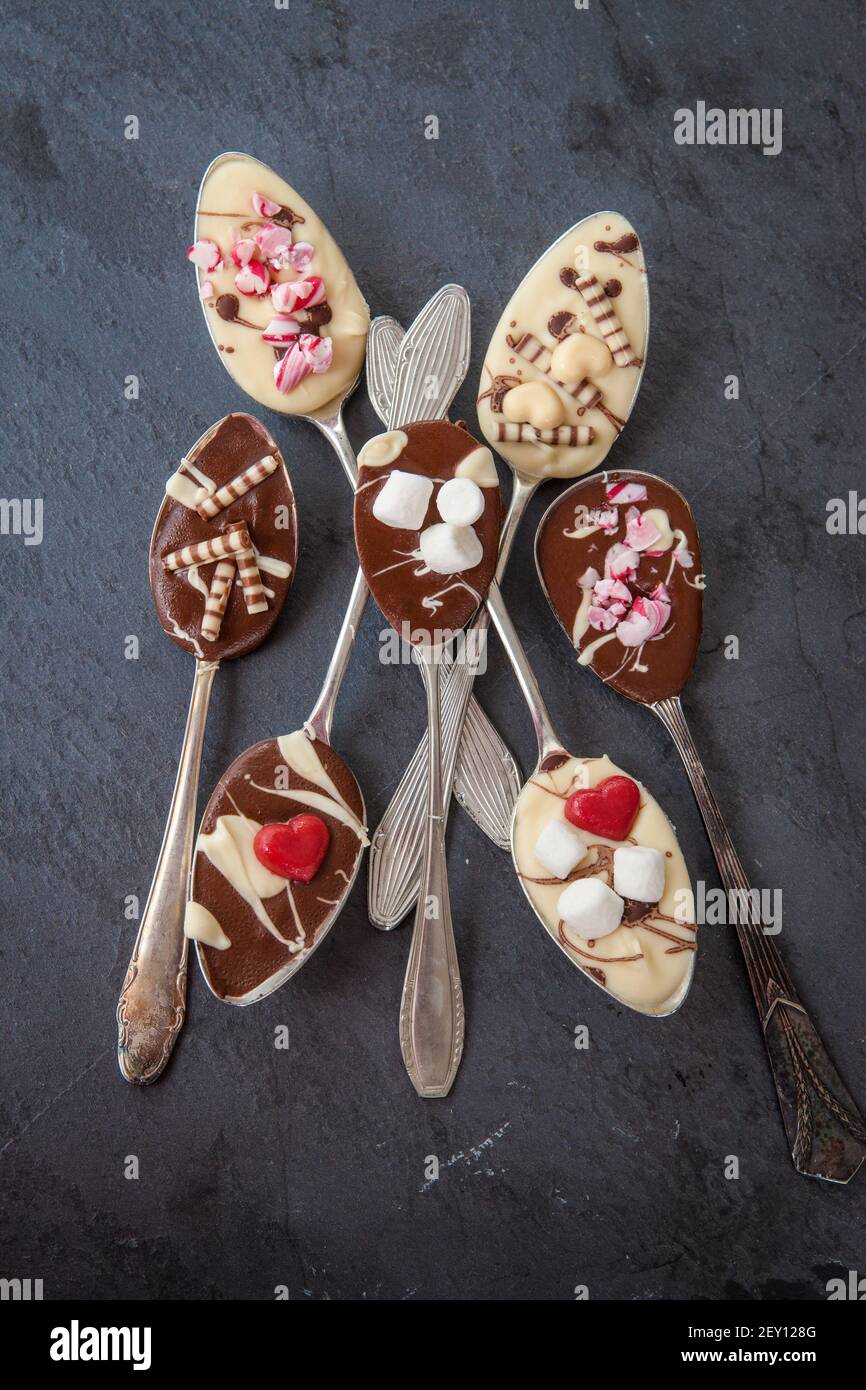 Spoon with chocolate Stock Photo - Alamy