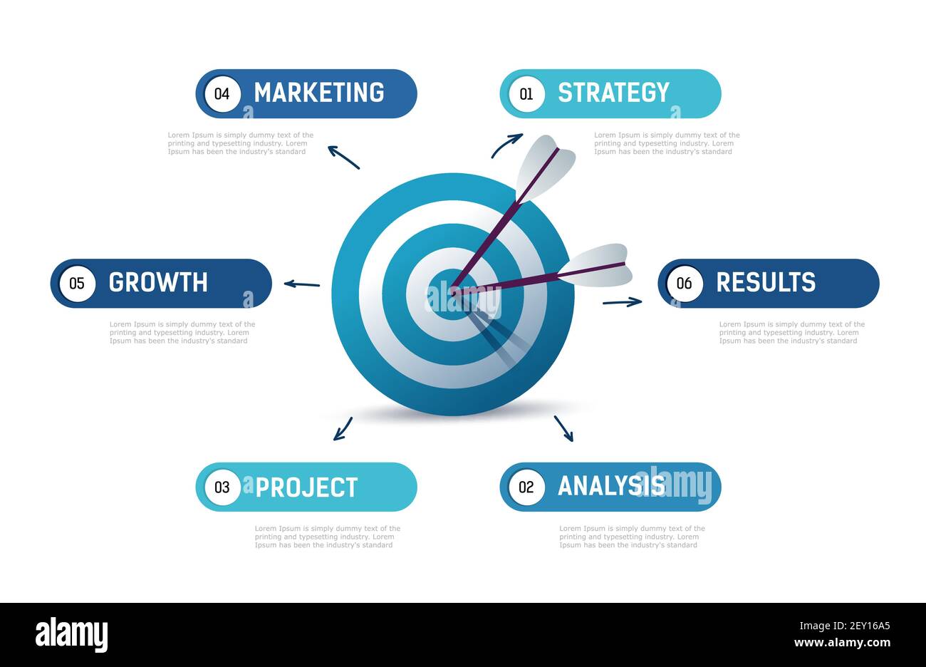 Infographics diagram goals Business. Concept of hitting exactly target ...