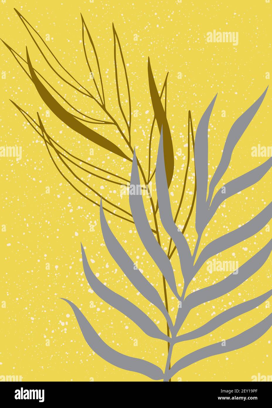 Minimalist botanical illustration in gray and yellow. Suitable for ...