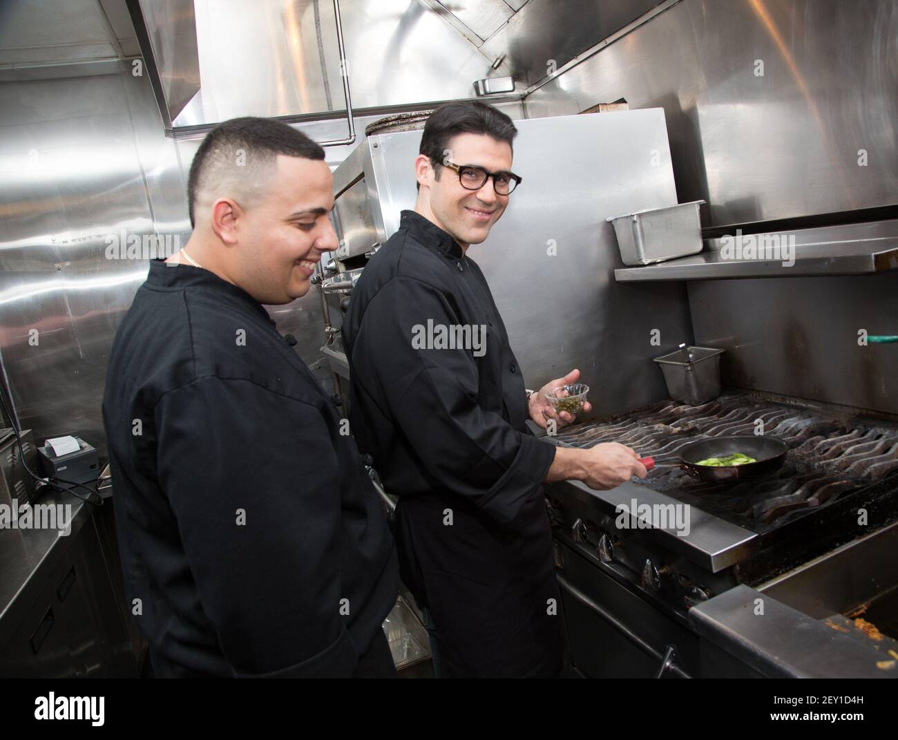 Executive Chef Anthony Gasper and actor Joseguillermo Cortines are seen ...