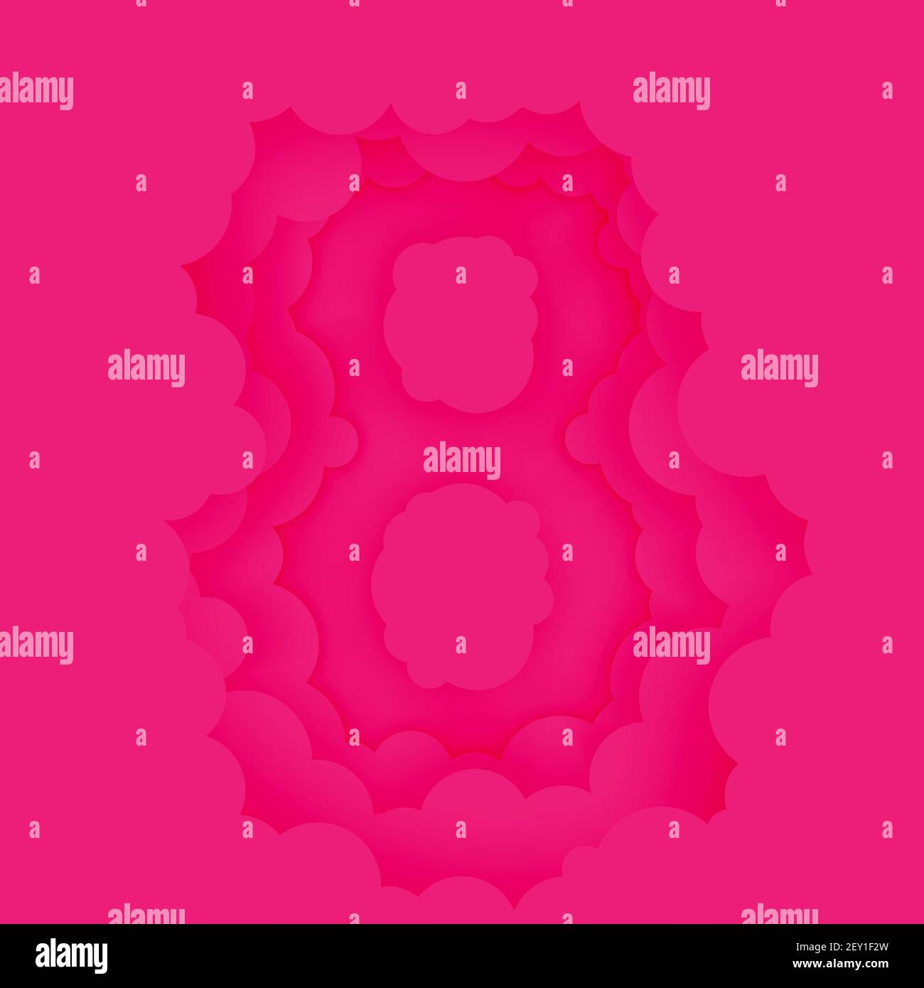 March 8 symbol in paper cut style with shadows. International Women's ...