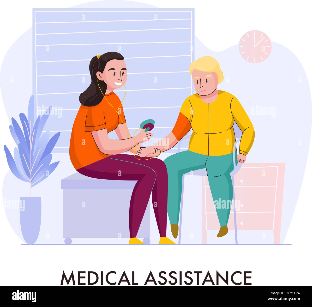 Woman comforting elderly Stock Vector Images - Alamy