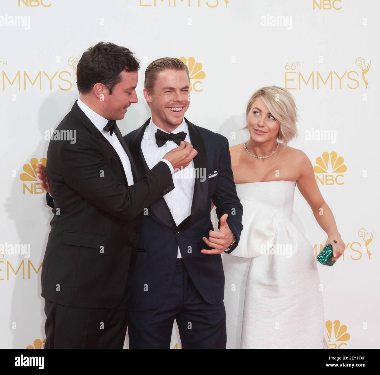 Jimmy Fallon, Derek Hough and his sister Julianna Hough arrive at the ...