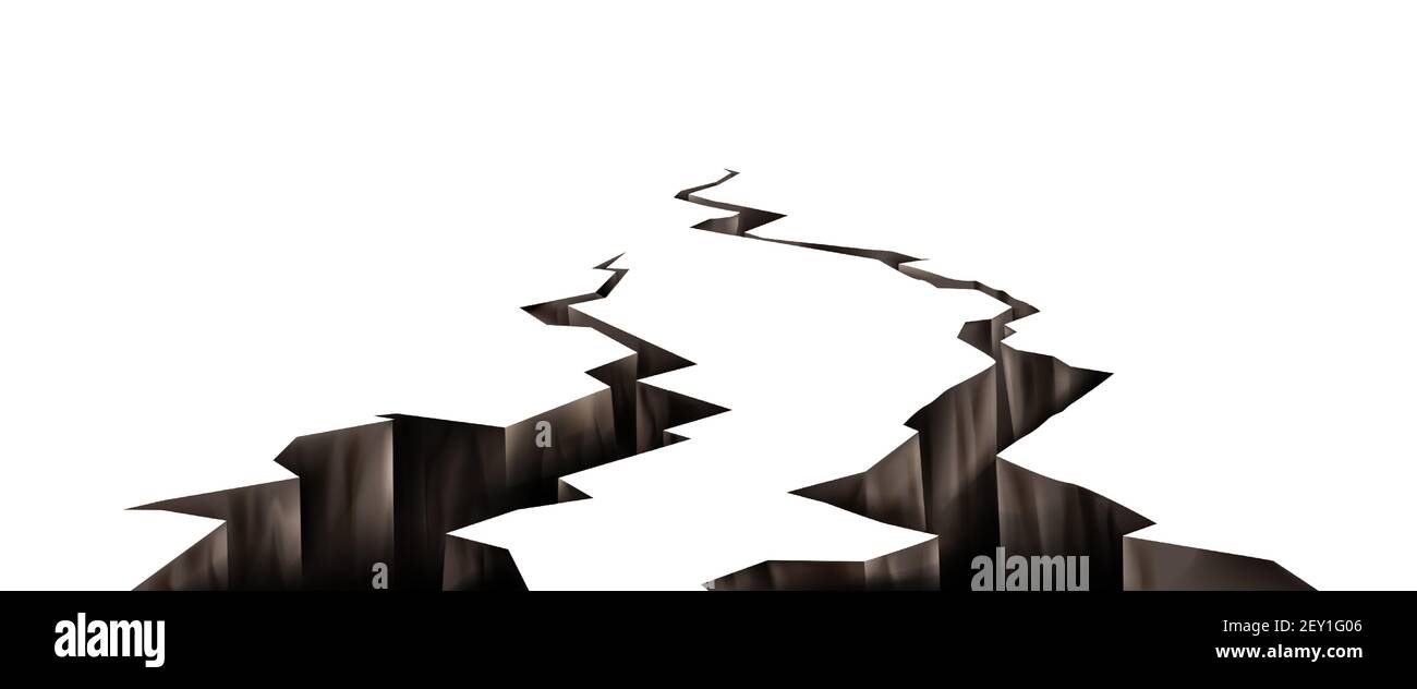 Ground cracks, earthquake cracking holes, ruined land surface crushed ...