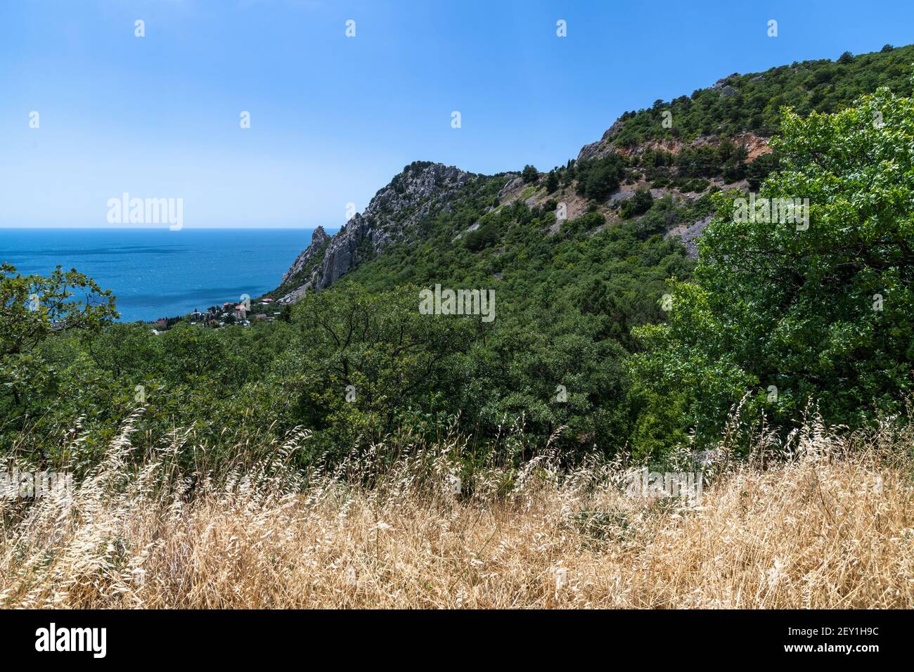 View of Simeiz village and Koshka Mount in Crimea Stock Photo - Alamy