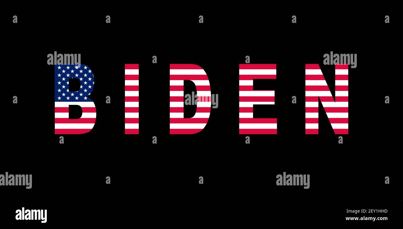 Biden lettering with USA flag. Vector flat illustration Stock Vector ...