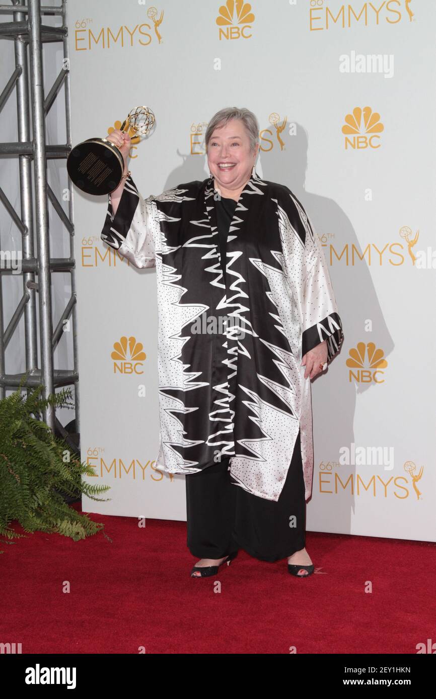 Actress Katherine Bates wins an Emmy and poses in the Press Room at the ...