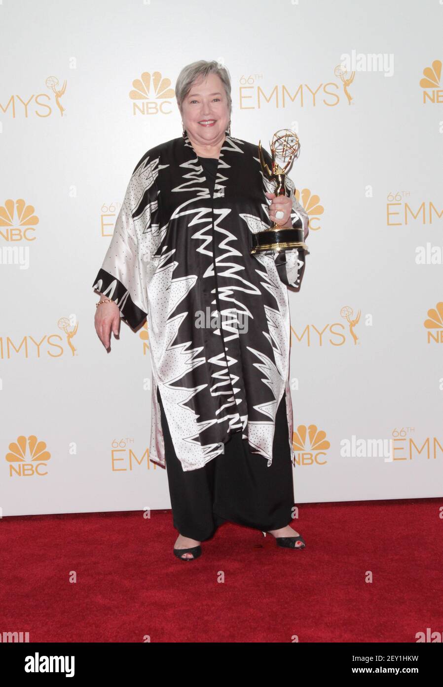 Actress Katherine Bates wins an Emmy and poses in the Press Room at the ...