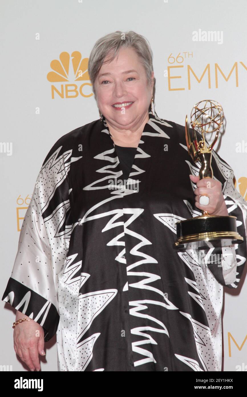 Actress Katherine Bates wins an Emmy and poses in the Press Room at the ...