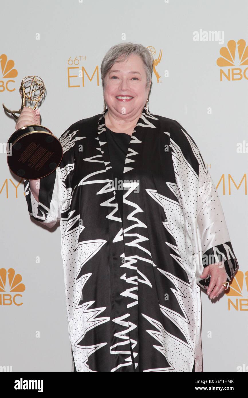 Actress Katherine Bates wins an Emmy and poses in the Press Room at the ...