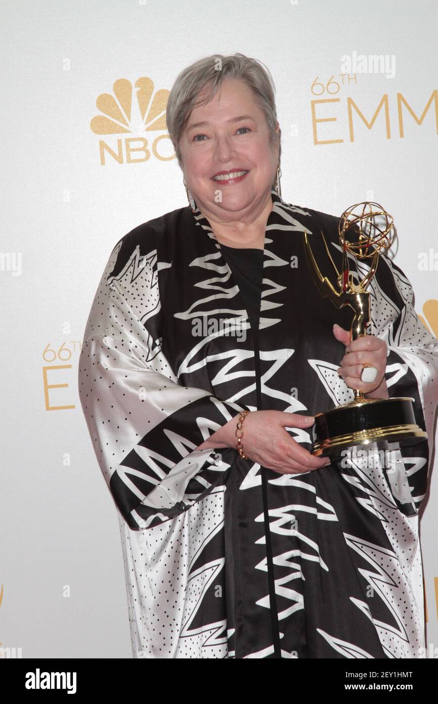 Actress Katherine Bates wins an Emmy and poses in the Press Room at the ...