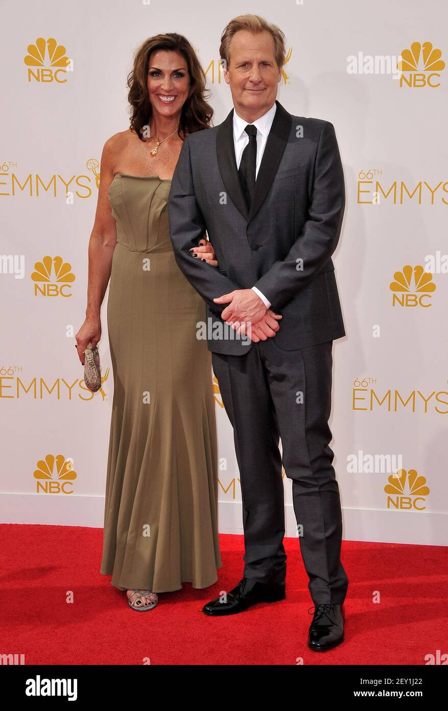 Kathleen Treado; Jeff Daniels arrives at the 66th Primetime Emmy Awards ...
