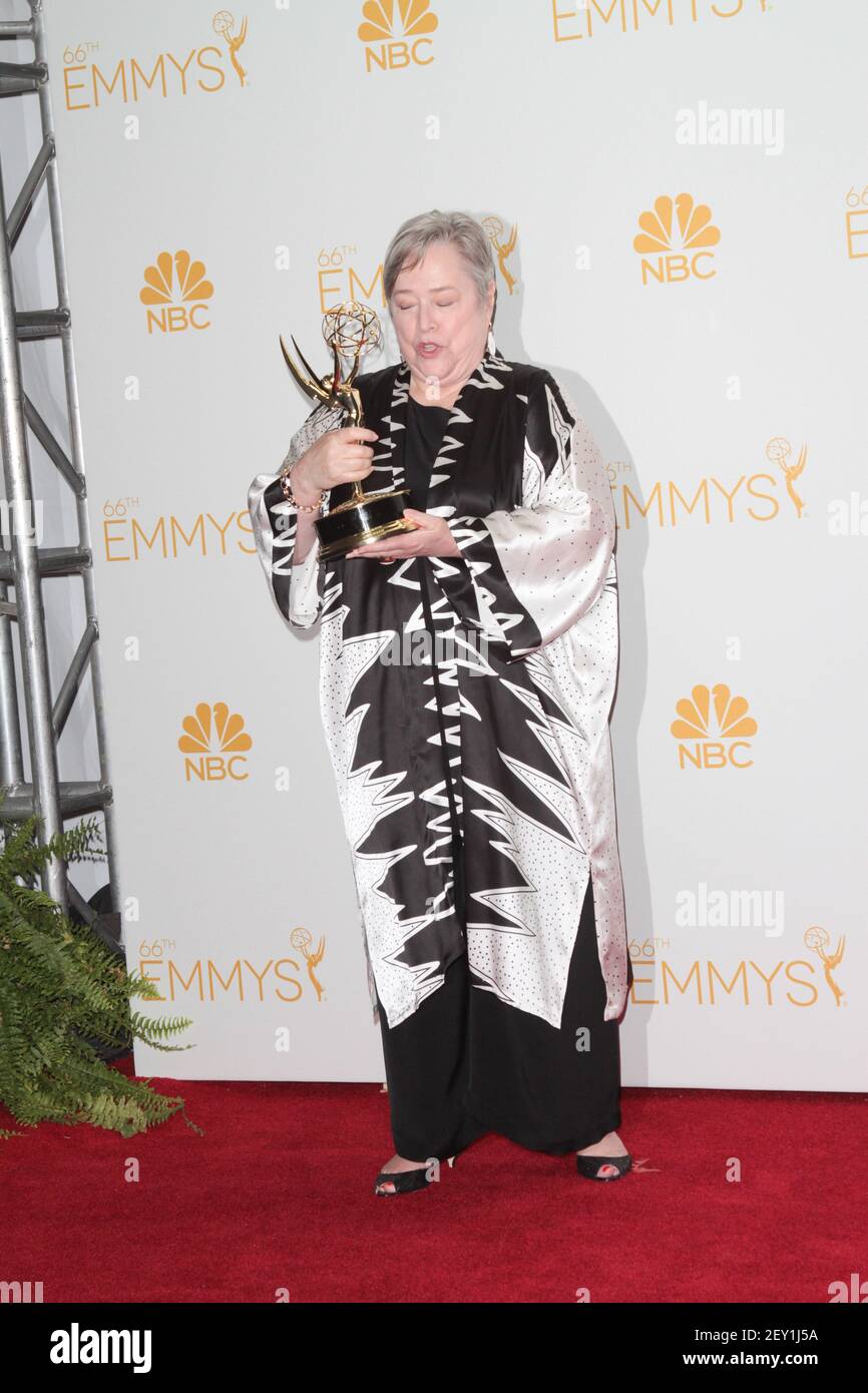 Actress Katherine Bates wins an Emmy and poses in the Press Room at the ...