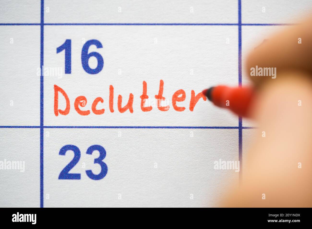 Declutter Self Improve Message Text In Calendar Stock Photo - Alamy