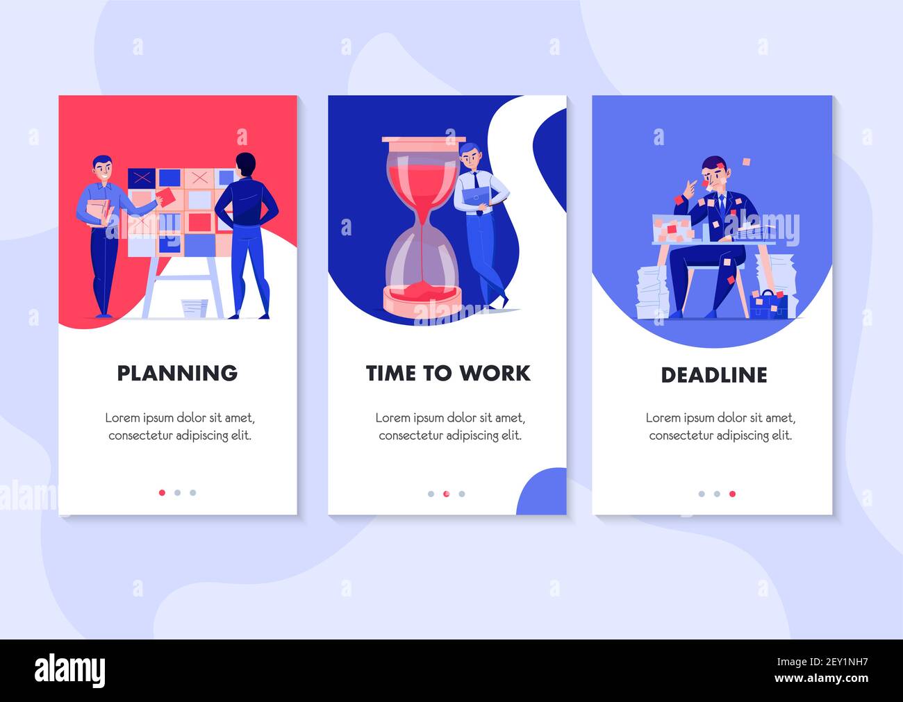 Time management 3 flat vertical banners set with task planning deadline ...