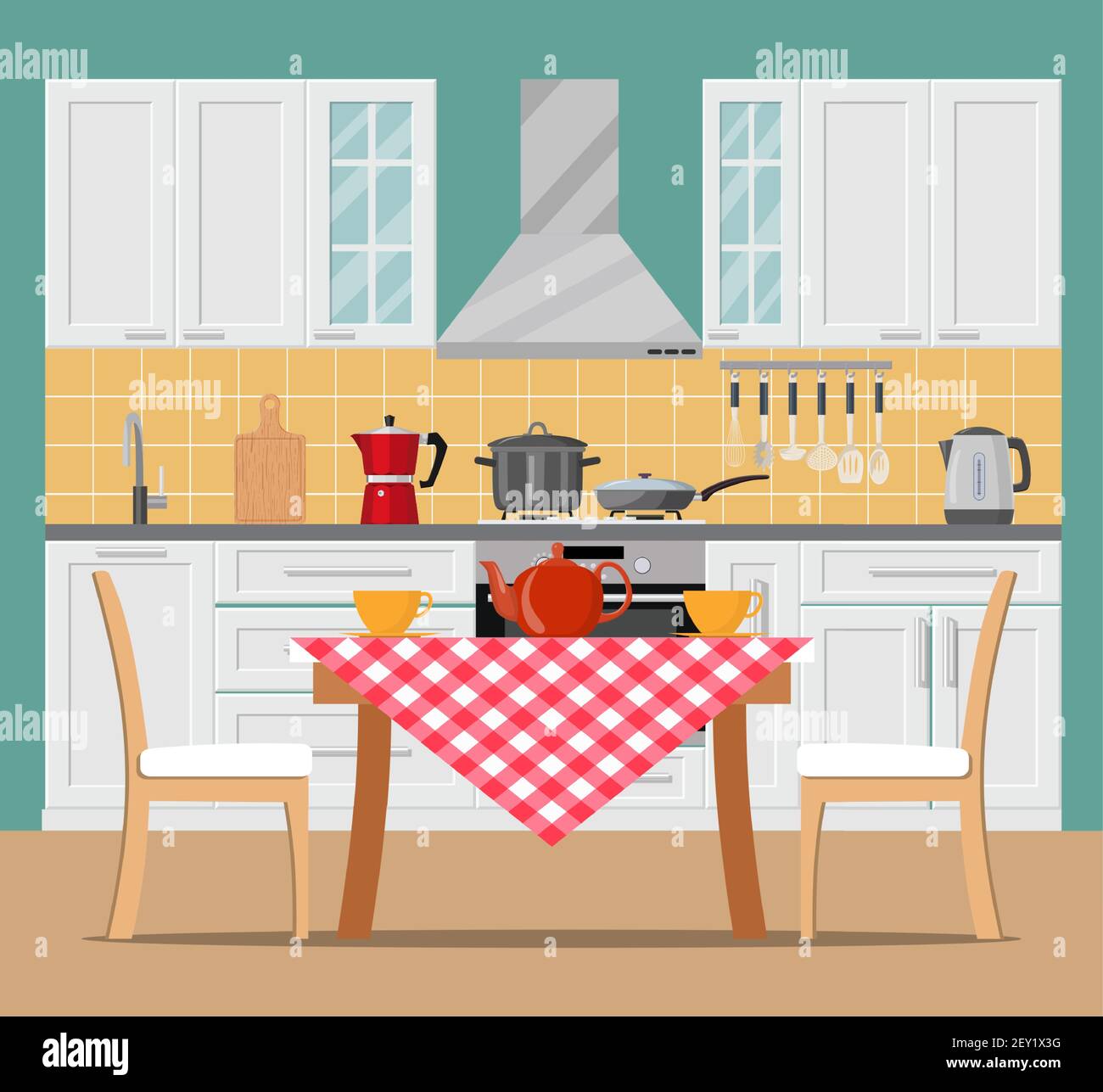 Dining room kitchen home Stock Vector Images - Alamy
