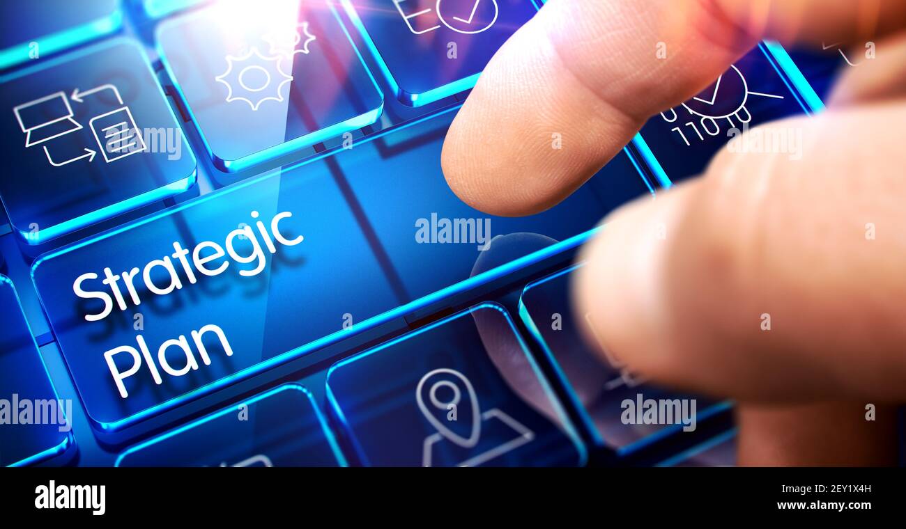Strategic Plan Button on Futuristic Keyboard.3D. Strategic Plan ...