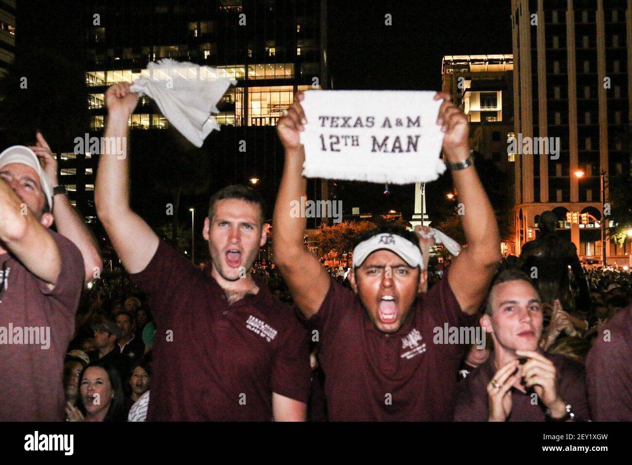 Texas A&M fans enjoy Aggie Yell Practice on the South Carolina ...