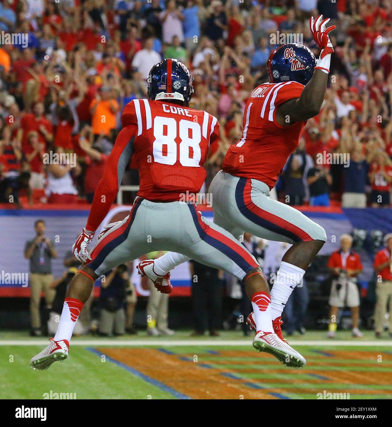 Cody Core (88) celebrates his touchdown reception against Boise State ...