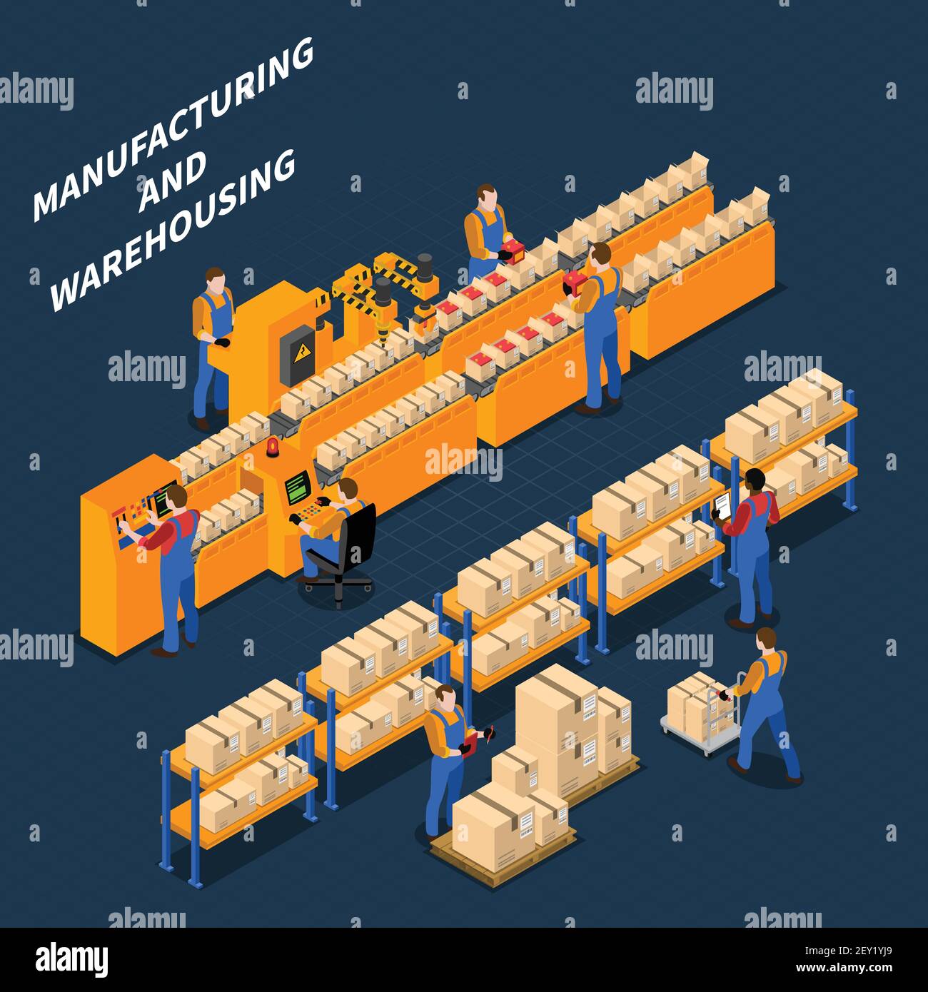 Factory Workers Isometric People Composition With Human Characters Of
