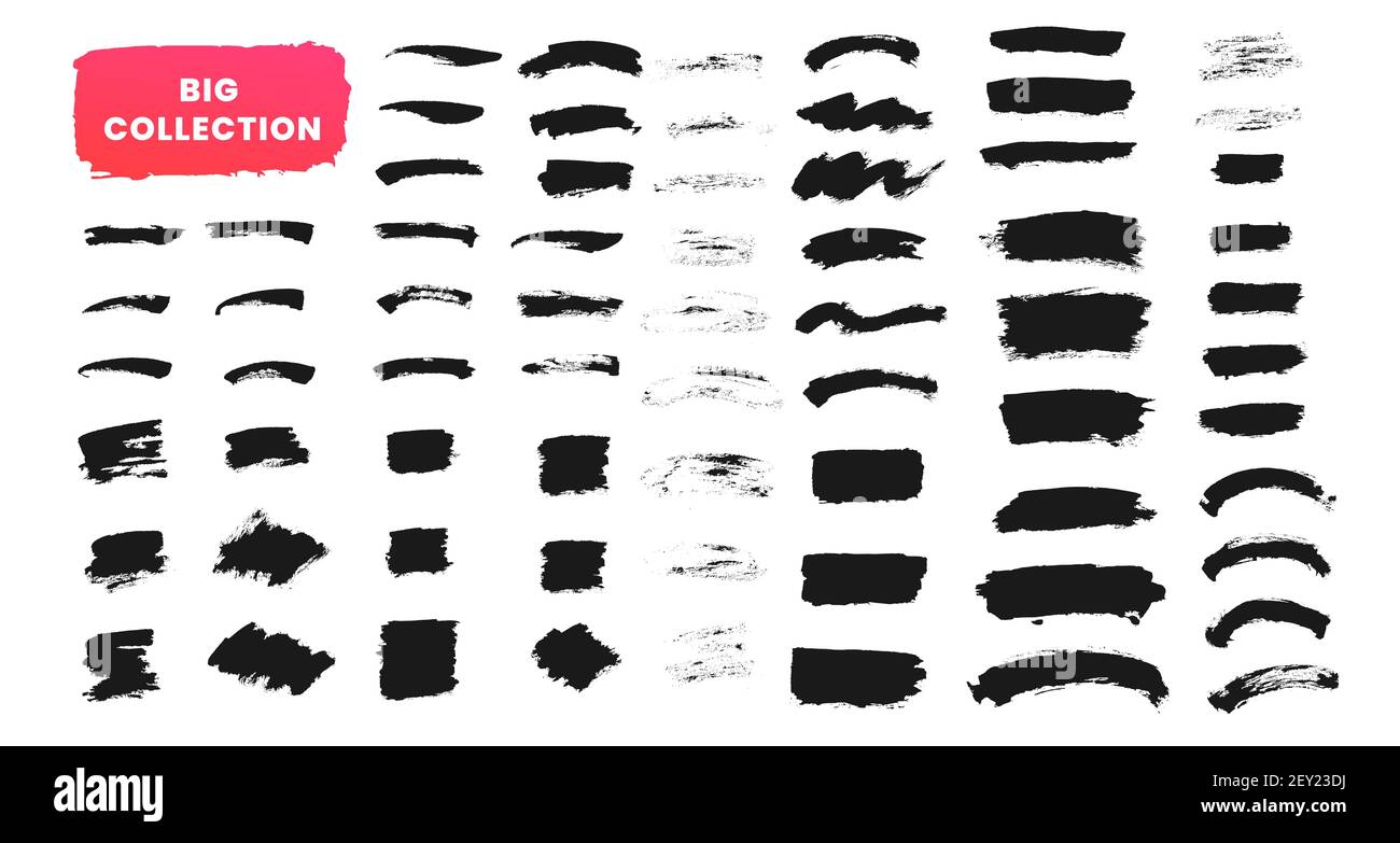 Brush strokes text boxes collection. Vector paintbrush set. Grunge ink texture elements Stock ...