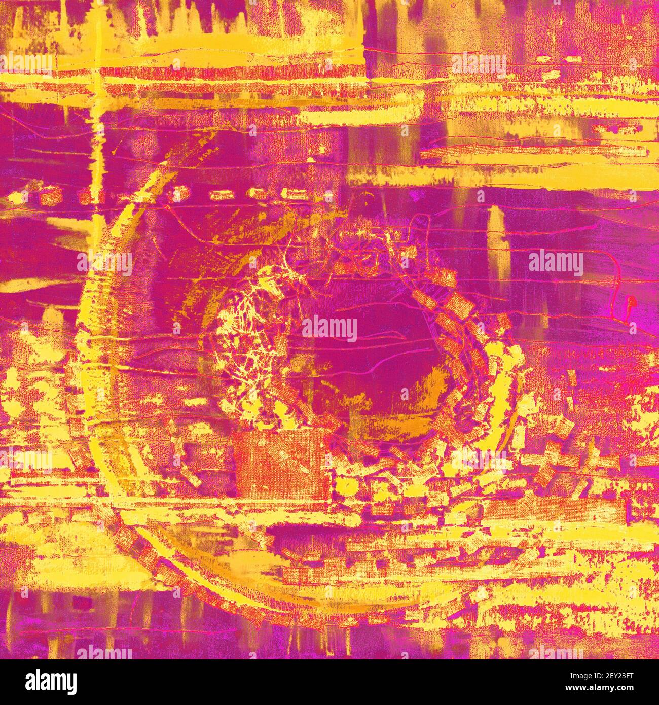 Abstract illustration yellow pink purple fabric applique. Ethnic ...