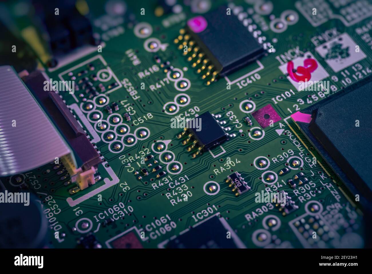 Macro of electronic circuit. Small semiconductors and other electronics ...