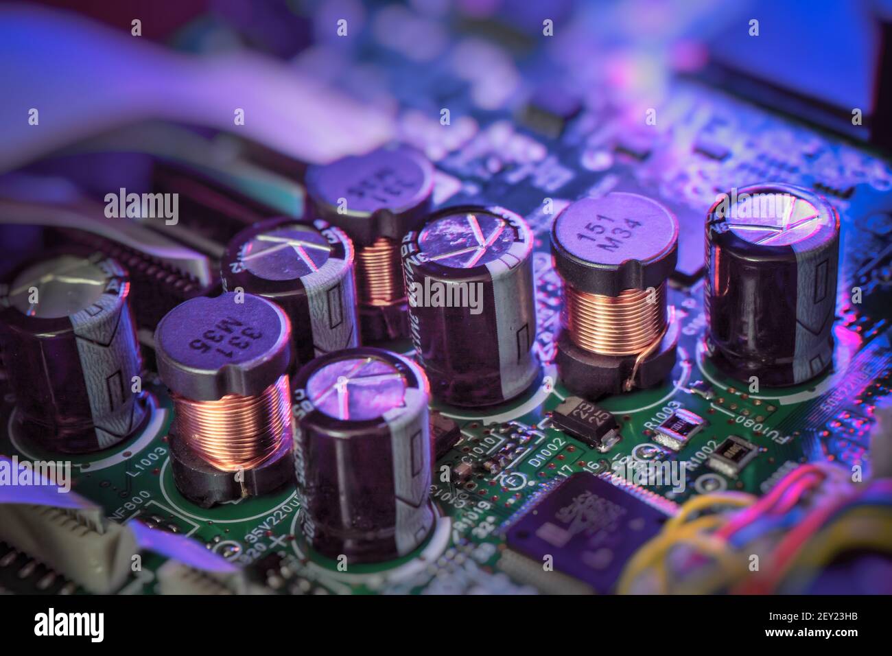 Macro of electronic circuit. Small semiconductors and other electronics ...