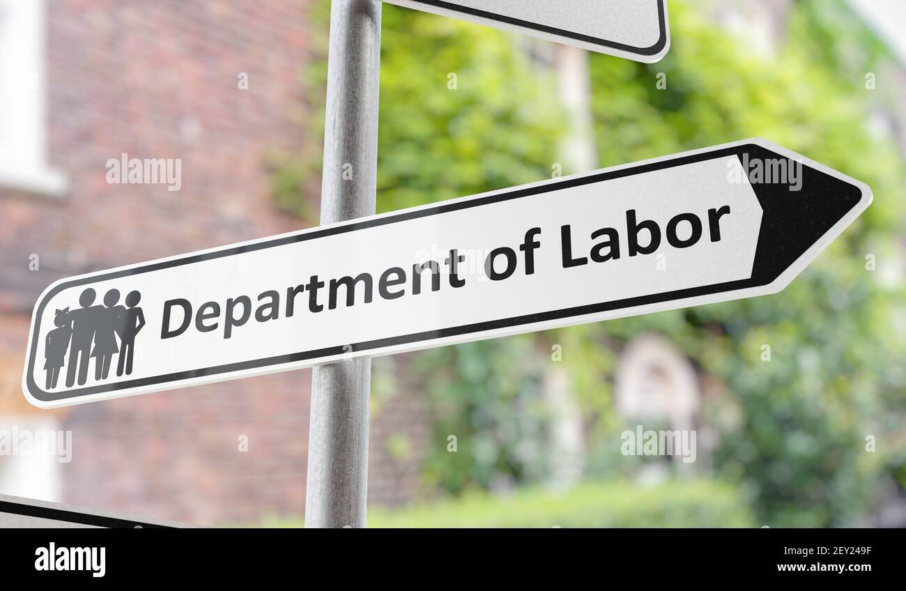 Department of labor sign on street. 3D rendered illustration Stock ...