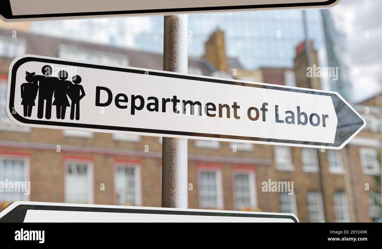 Department of labor sign on street. 3D rendered illustration Stock ...