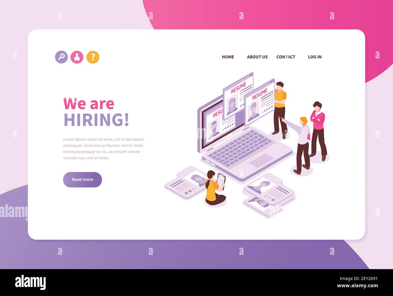 Isometric job search recruitment concept banner website page with ...