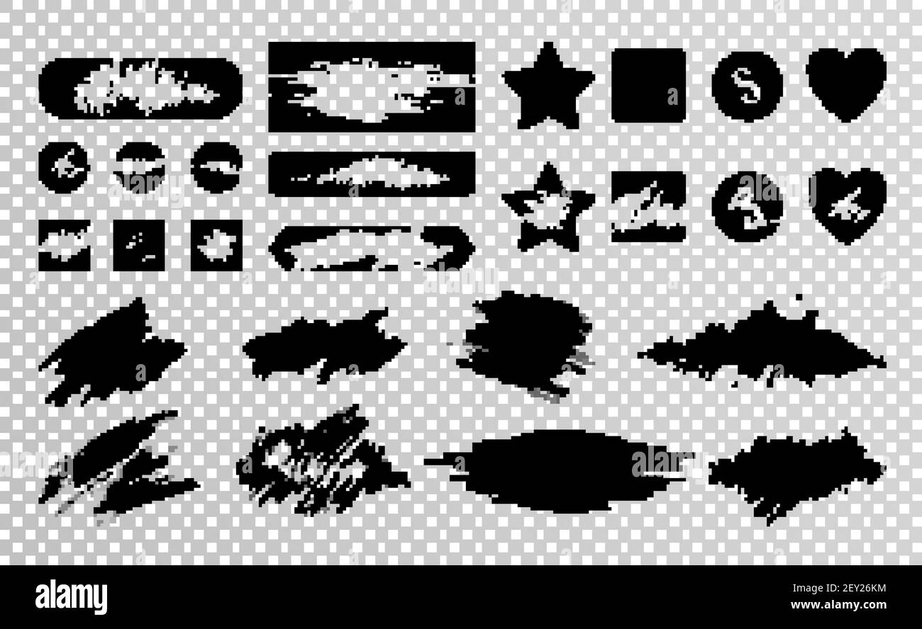 Flat set of various black scratch cards isolated on transparent ...