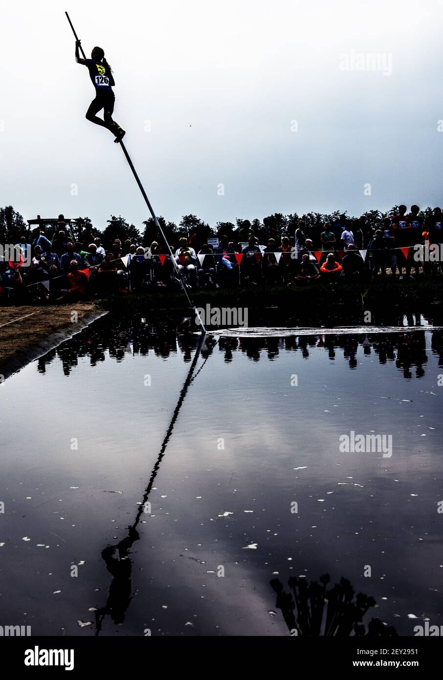 ZEGVELD, NETHERLANDS - SEPTEMBER 6, 014 - Fierljeppen is a traditional ...