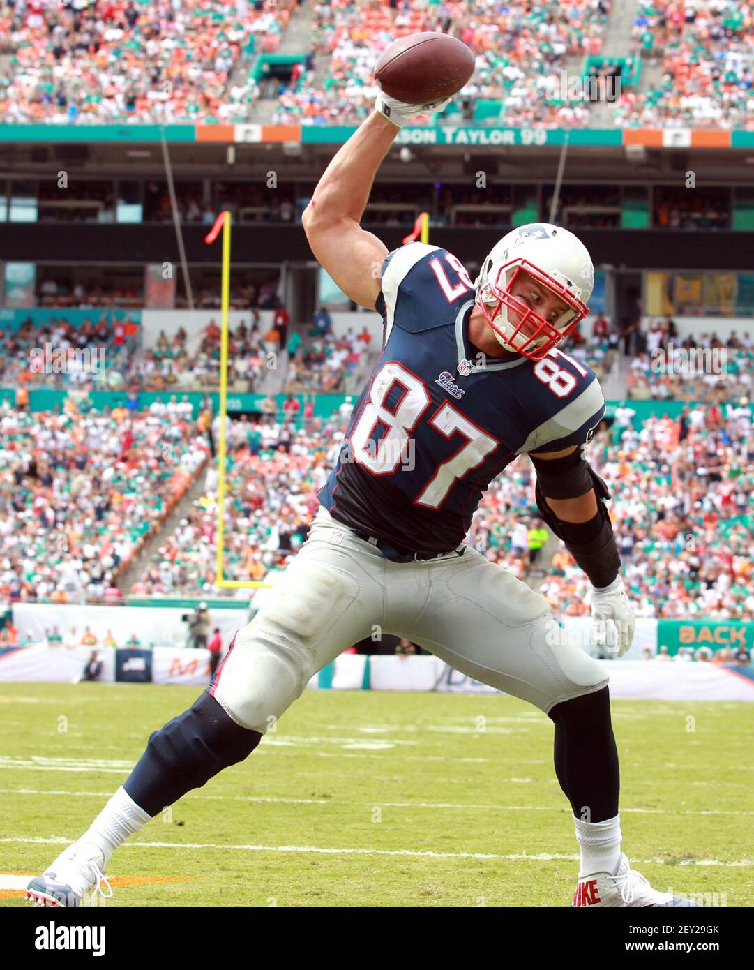 New England Patriots' Rob Gronkowski celebrates after scoring a ...
