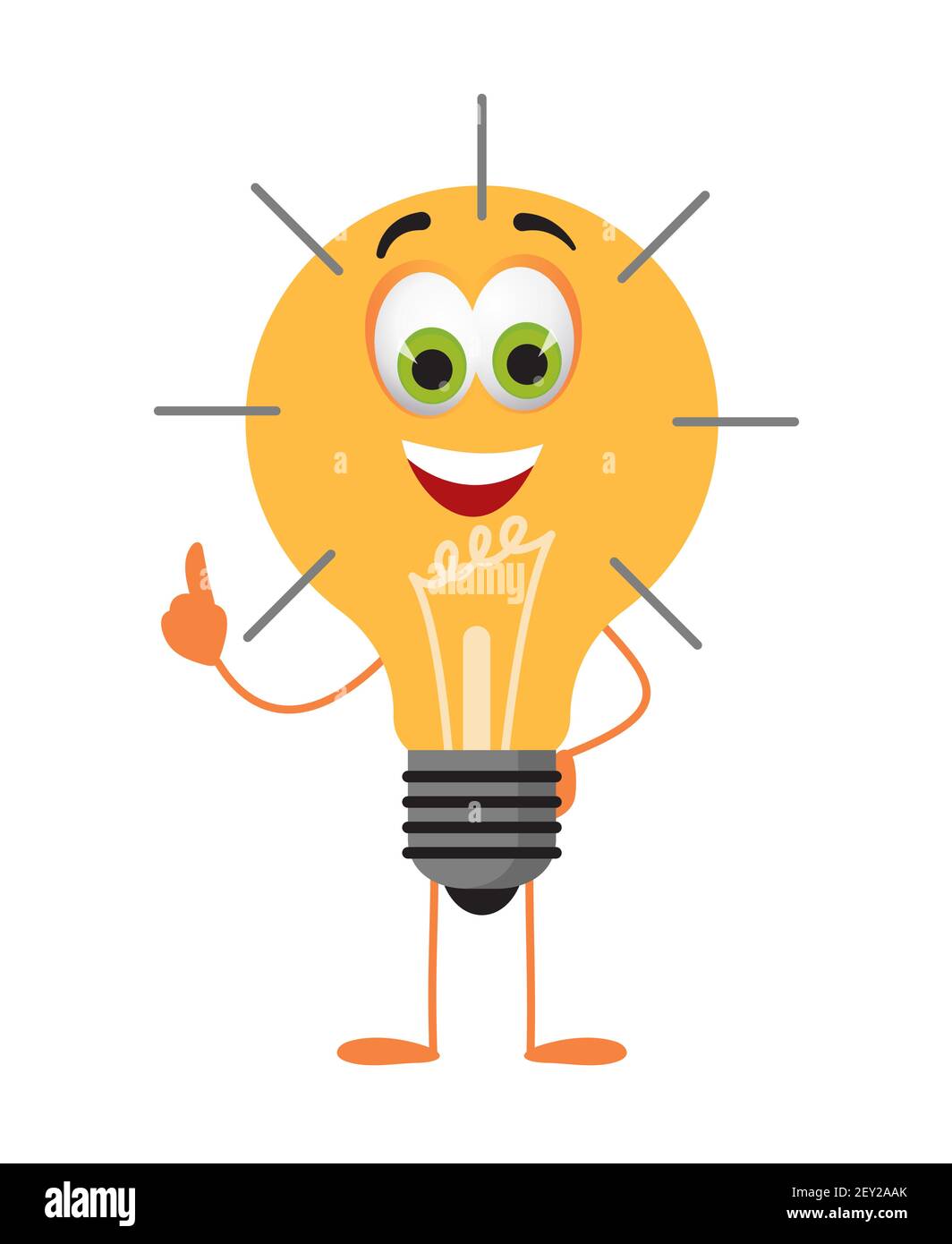 Funny Bulb Lamp with eyes on white background, idea concept, flat ...