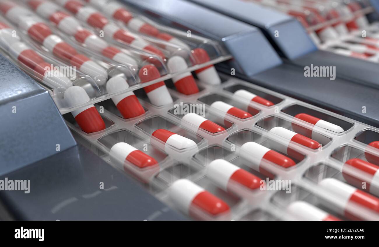 Tablet production conveyor in pharmaceutical hi-res stock photography ...