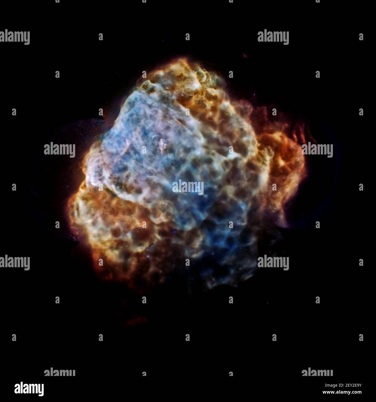 The destructive results of a powerful supernova explosion reveal ...