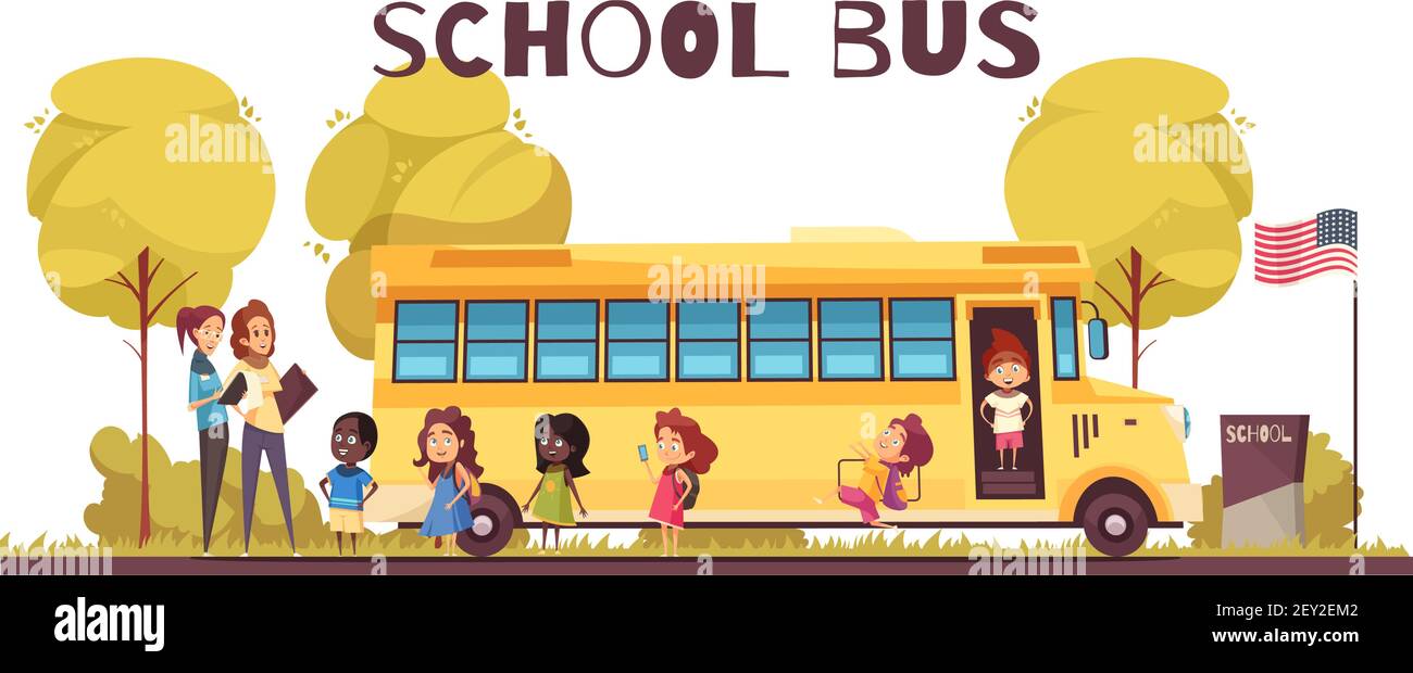 School Bus Cartoon Illustration Stock Vector Image & Art - Alamy