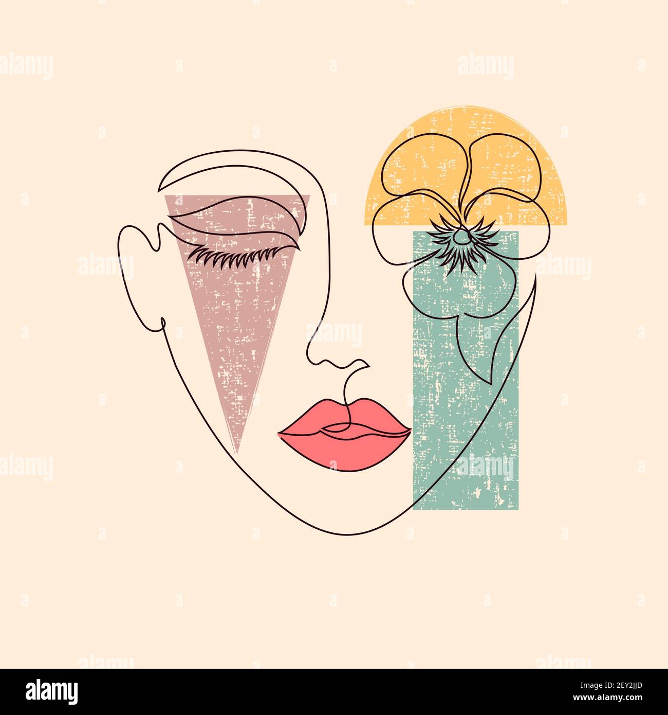 Poster With Minimal Woman Face Stock Vector Image And Art Alamy
