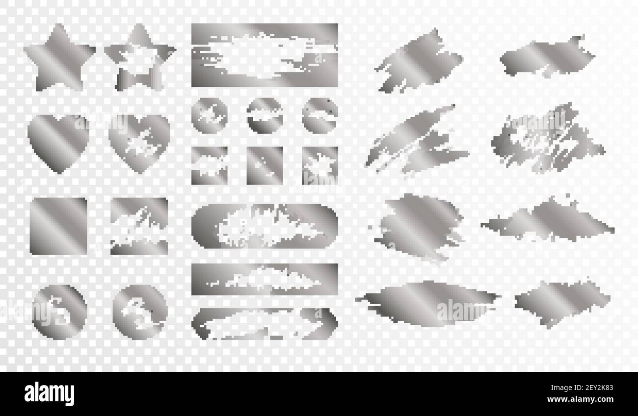 Scratch cards of different shape monochrome set isolated on transparent ...