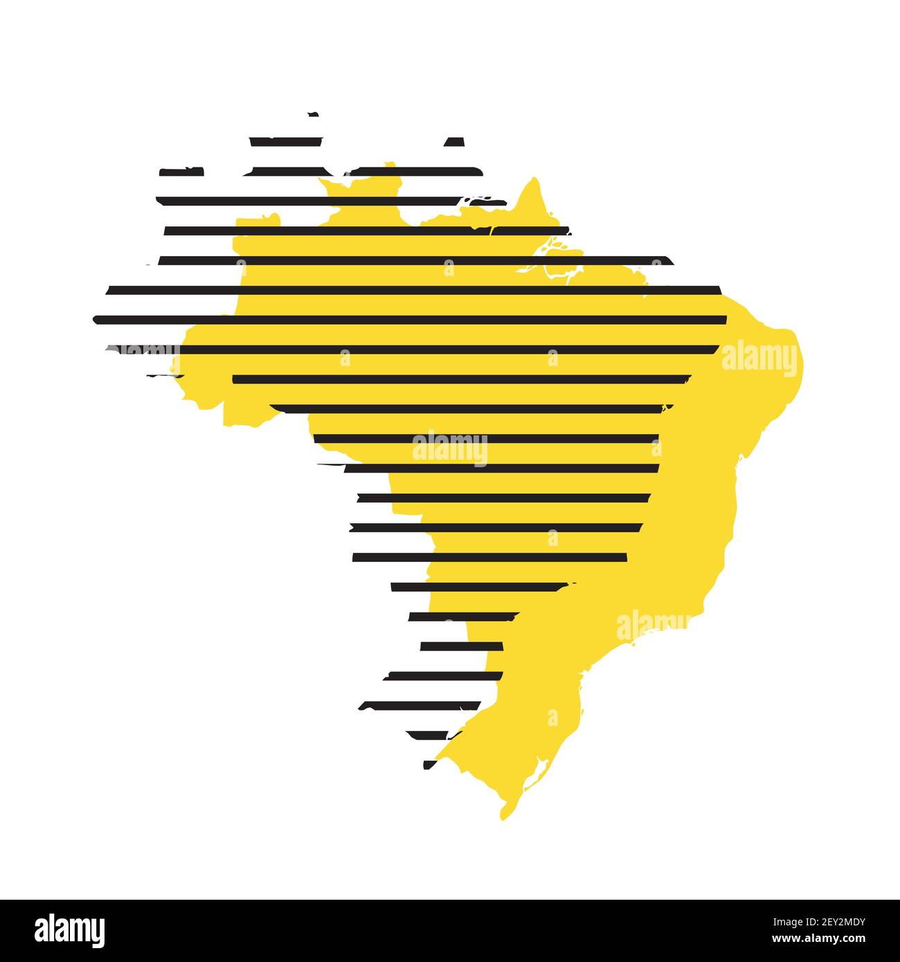 Brazil - yellow country silhouette with shifted black stripes. Memphis ...