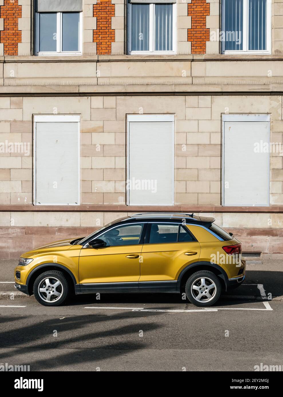 Strasbourg, France - Feb 23, 2019: Yellow mustard color of new ...