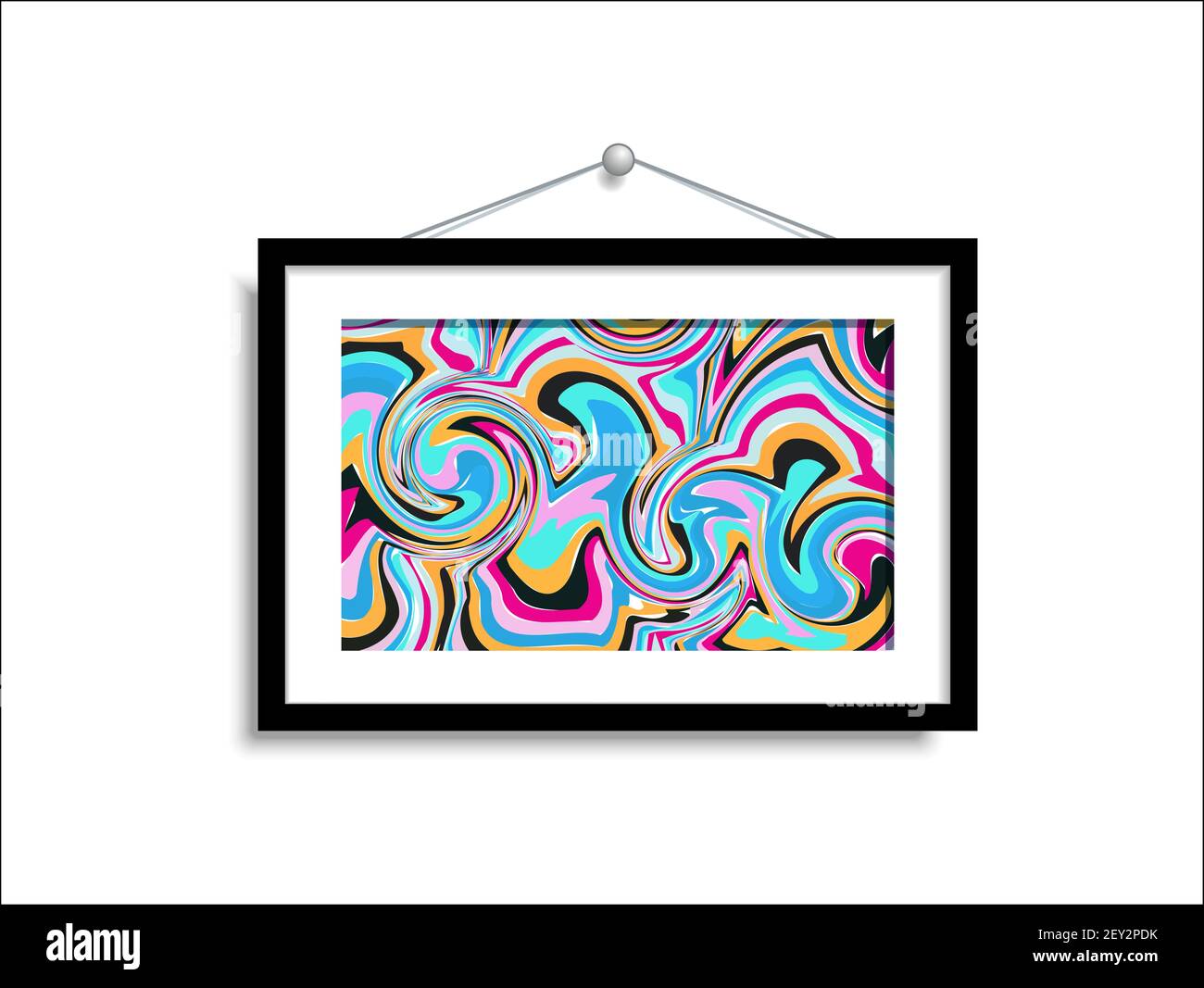 Abstract paintings hang on the wall. Abstract art in a gallery on a ...