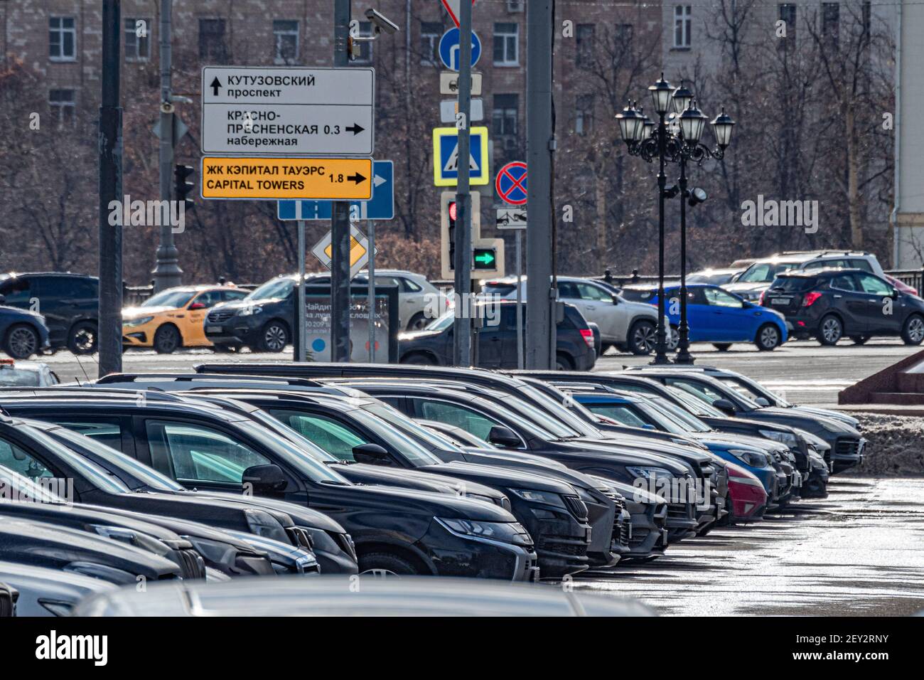 Russia, Moscow. A parking zone Stock Photo - Alamy