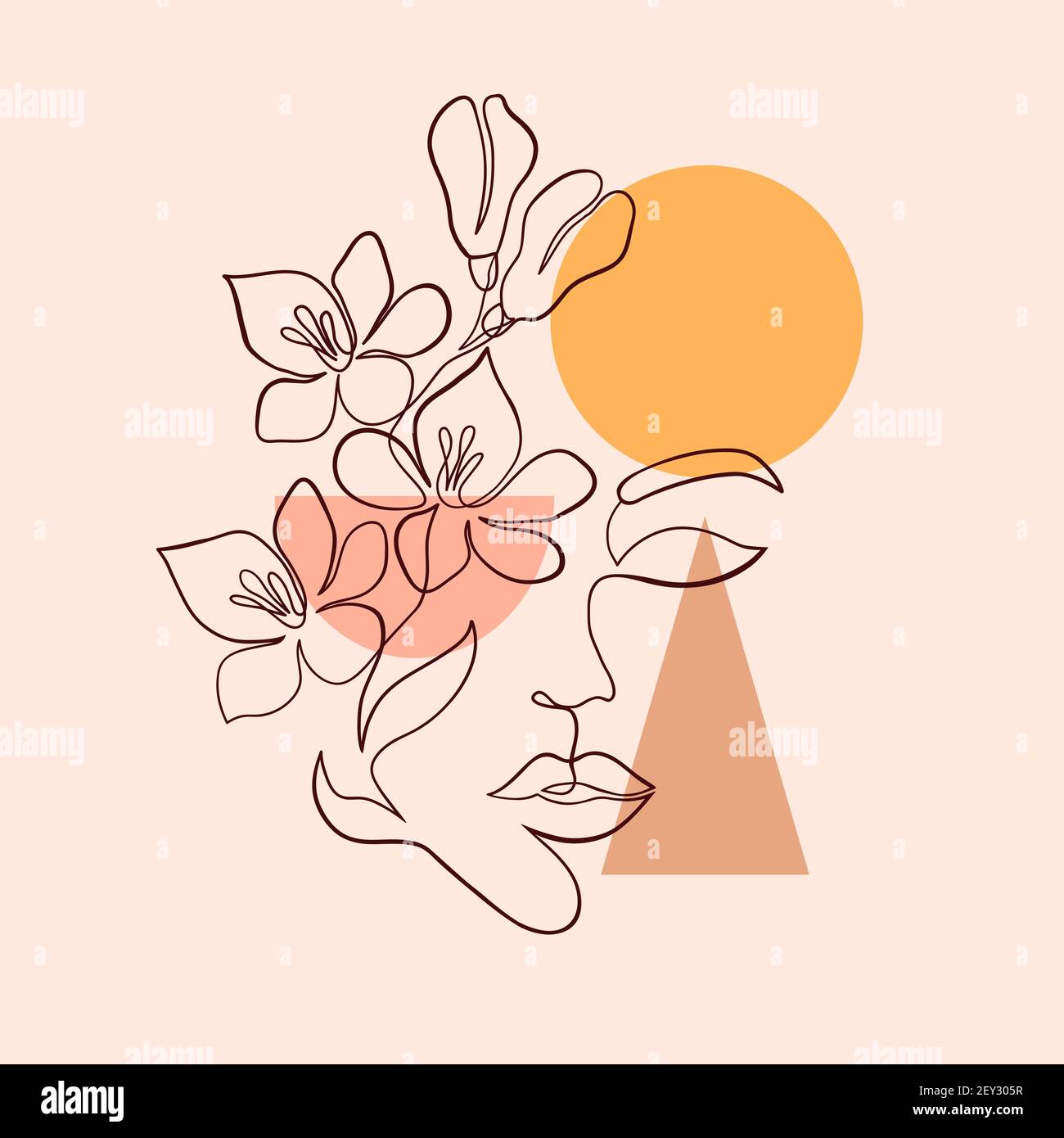 Poster With Minimal Woman Face Stock Vector Image And Art Alamy