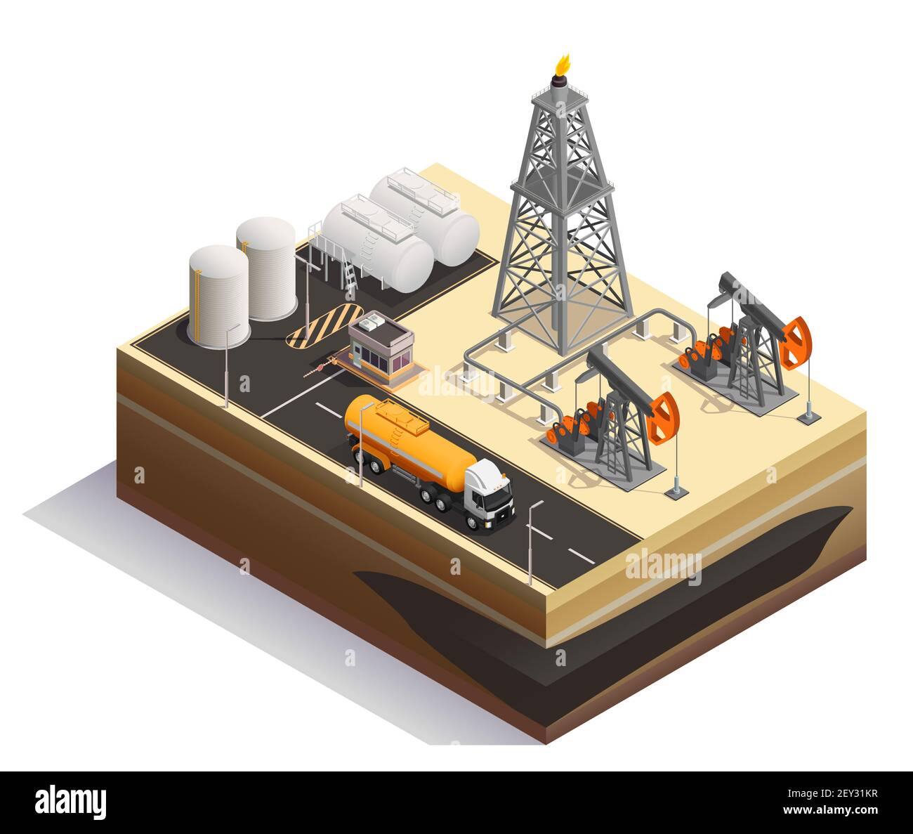 Oil petroleum extraction transportation production industry isometric ...