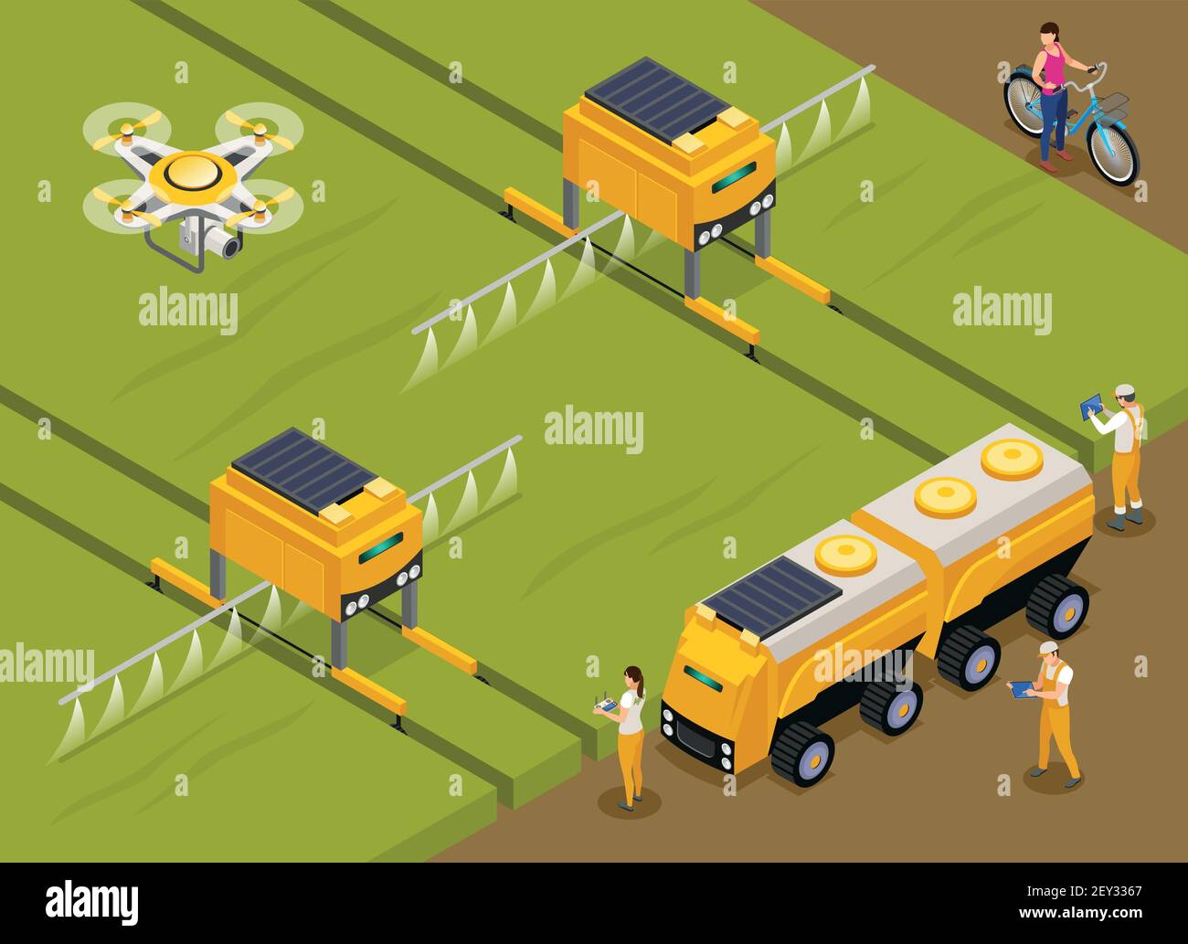 Agricultural automated robots fertilizing and spraying pesticides on ...