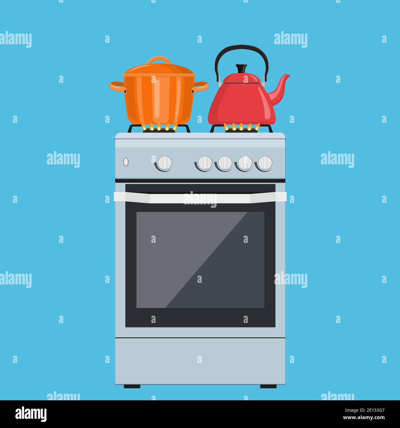Pot on fire kettle cooking Stock Vector Images - Alamy